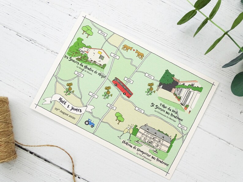 Custom Wedding Map Illustrated Wedding Map Hand Drawn - Etsy