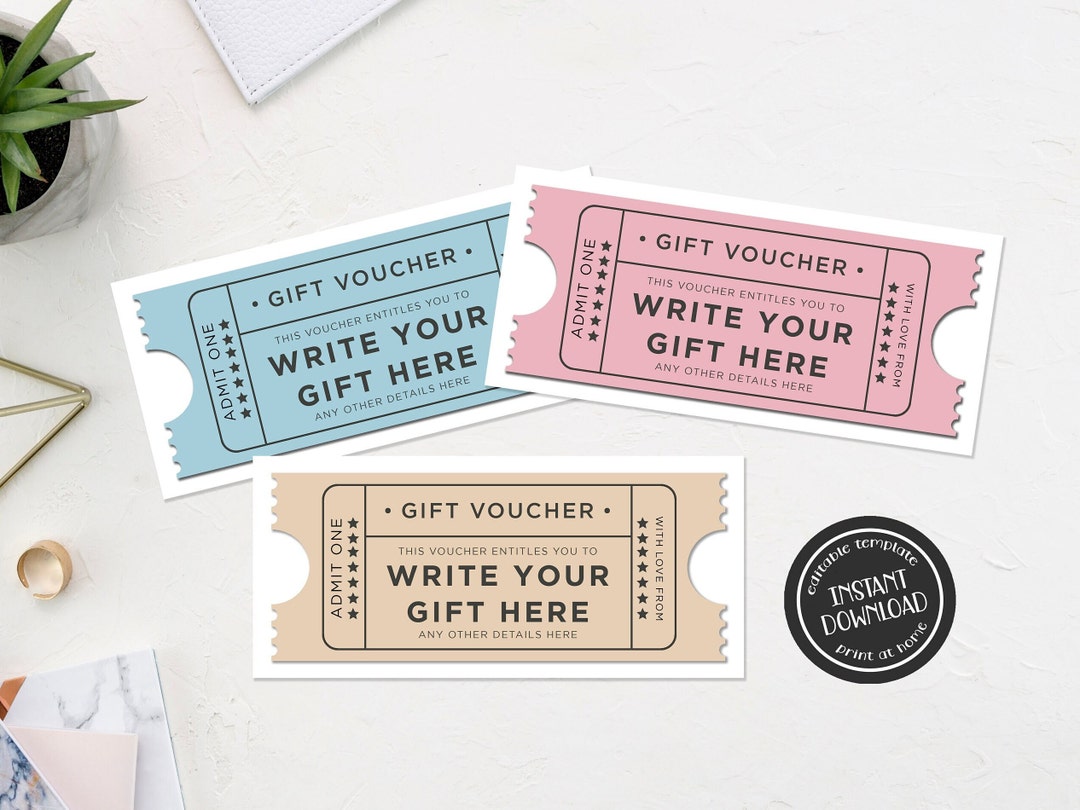 Editable Retro Gift Ticket Printablesurprise Gift Voucher Vintage Gift ...
