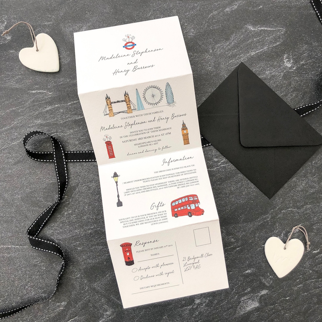 London Wedding Invitation London Themed Wedding Invite Concertina ...