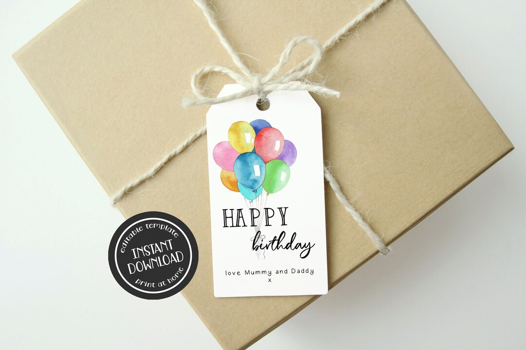 Editable Happy Birthday Gift Tag Template Birthday Gift Tag Printable ...