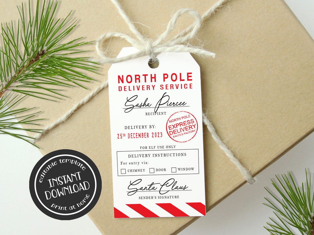 Editable North Pole Gift Tag Printable Christmas Gift Tag Santa ...