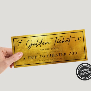 Editable Golden Ticket Template Print at Home Event Ticket Retro Golden ...