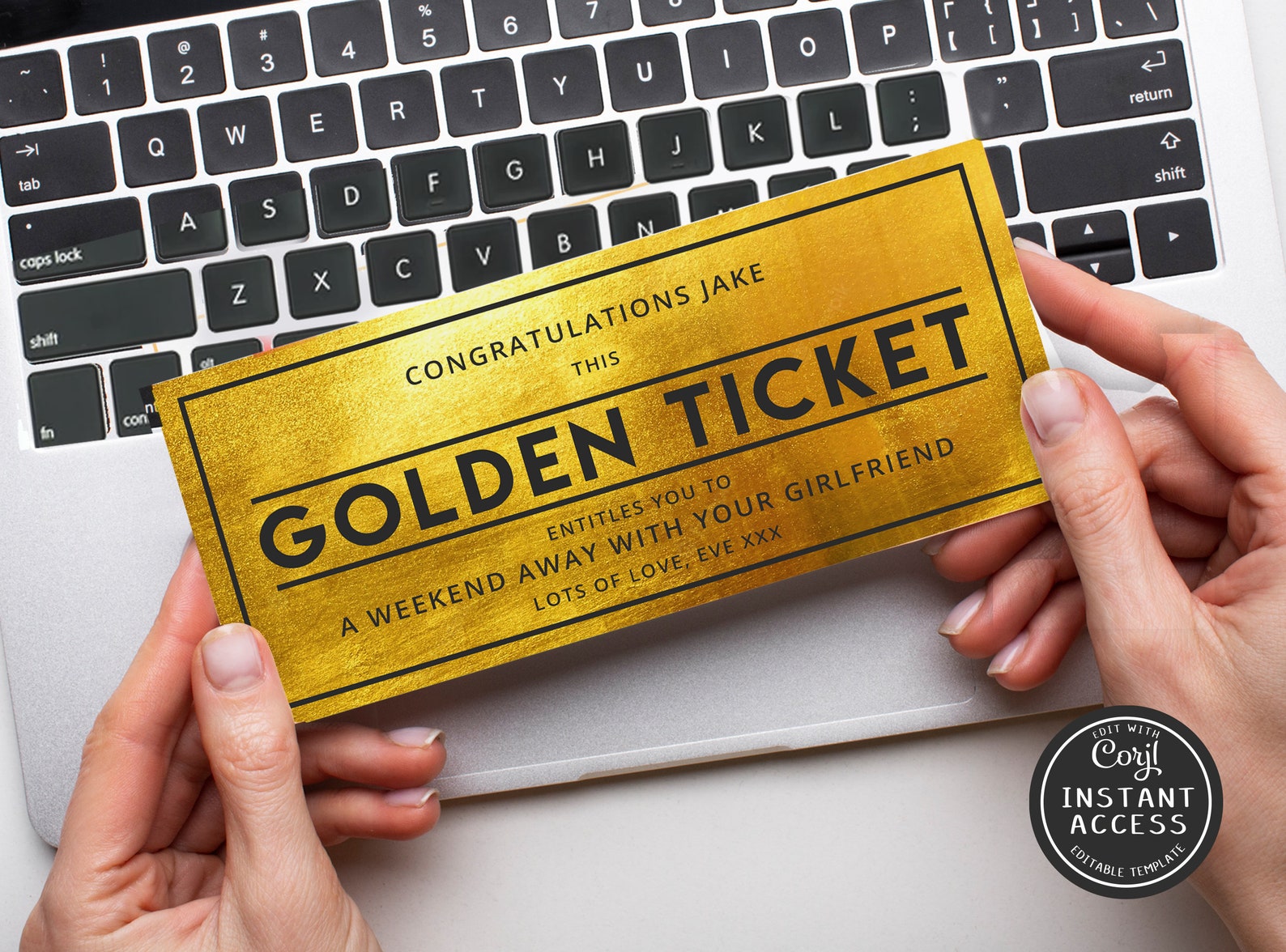 Editable Golden Ticket Gift Voucher Template Printable Gold Gift Ticket ...