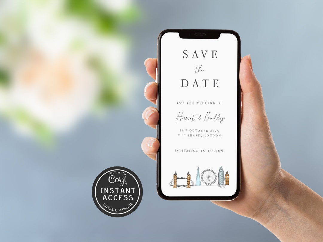 Digital Save the Date London Wedding Invitation Template Digital ...
