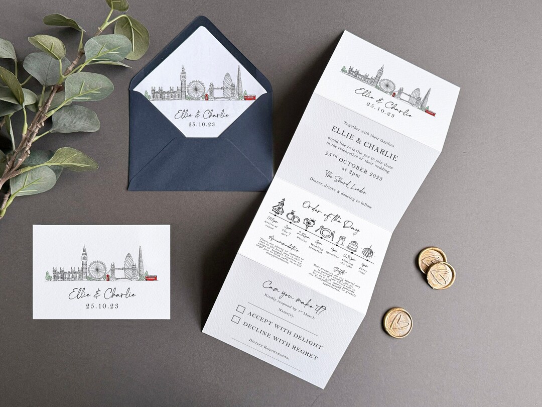 London Wedding Invitation London Themed Wedding Invite London Party ...