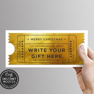 Editable Golden Ticket Gift Voucher Printable Christmas Gift Ticket ...