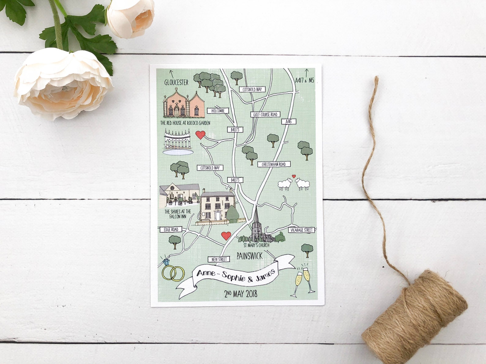 Custom Wedding Map Illustrated Wedding Map Hand Drawn | Etsy UK