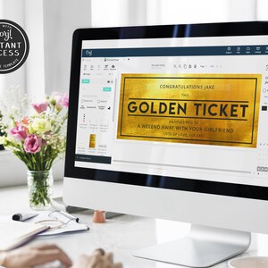 Editable Golden Ticket Gift Voucher Template Printable Gold Gift Ticket ...