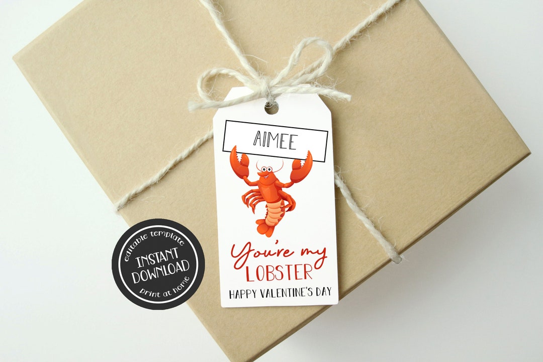 Editable Valentine's Gift Tag Template You're My Lobster Gift Tag ...