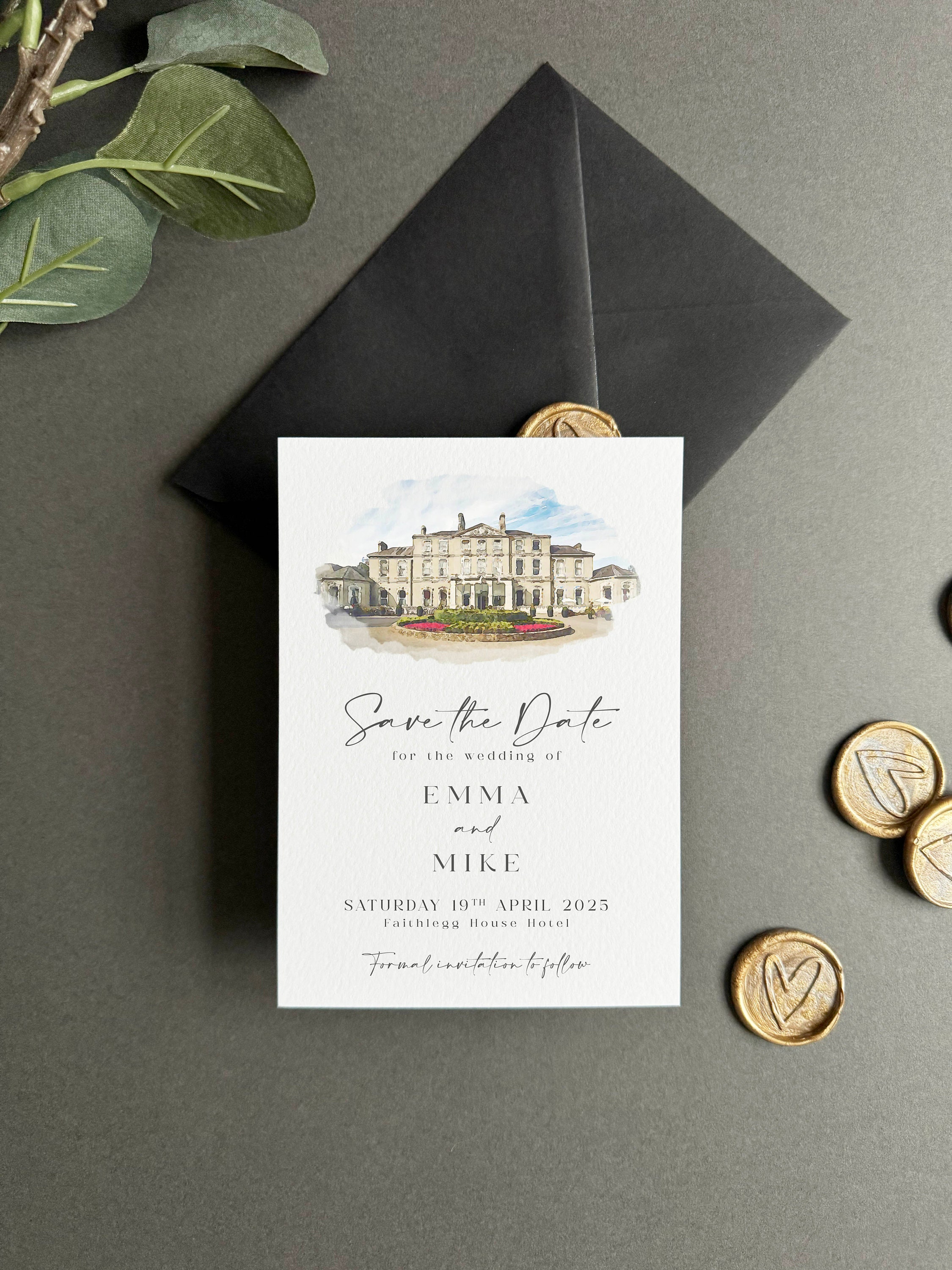 Watercolour Venue Wedding Invitation Gatefold Wedding Invite Venue ...