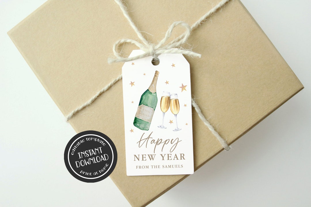 Editable New Year Gift Tag Template Party Favor Happy New Year Tag ...