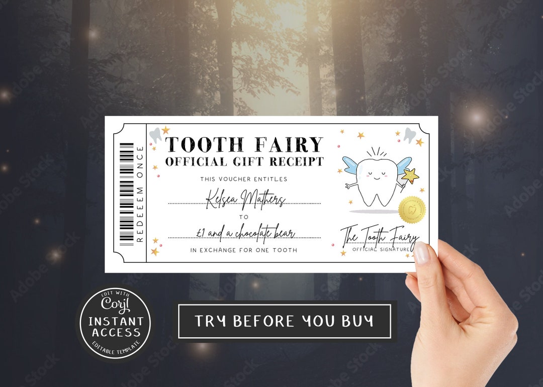 Editable Tooth Fairy Receipt From Tooth Fairy Gift Voucher Printable ...