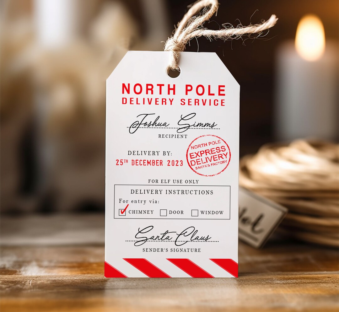 Personalised North Pole Gift Tag Christmas Gift Tag North Pole ...