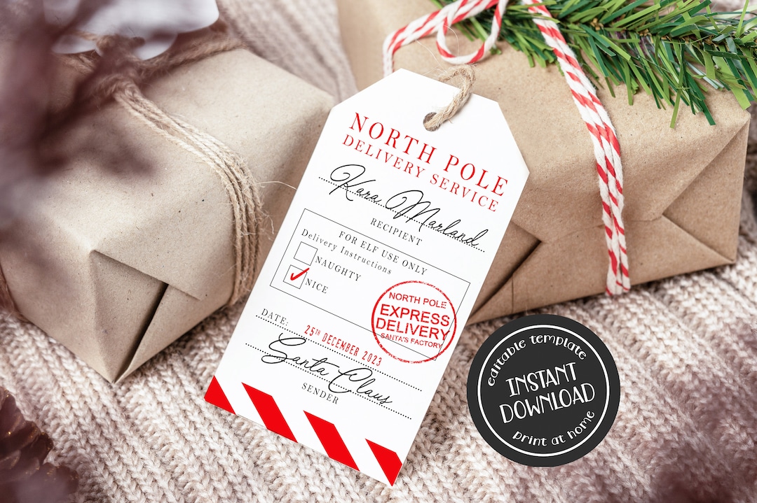 Editable North Pole Gift Tag Printable Christmas Gift Tag From Santa ...