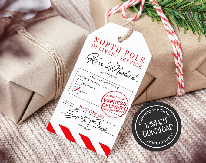 Editable North Pole Gift Tag Printable Christmas Gift Tag From Santa ...