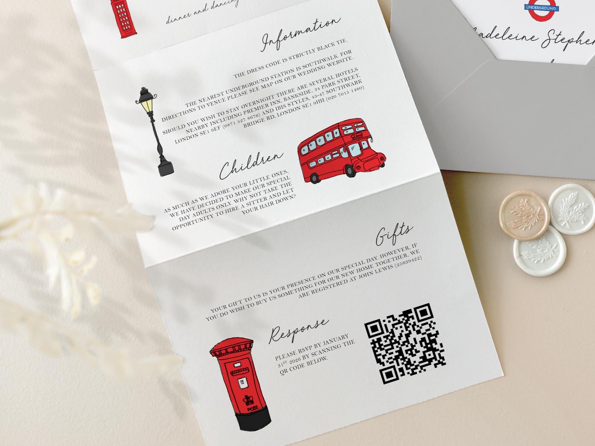 London Wedding Invitation London Themed Wedding Invite Concertina ...