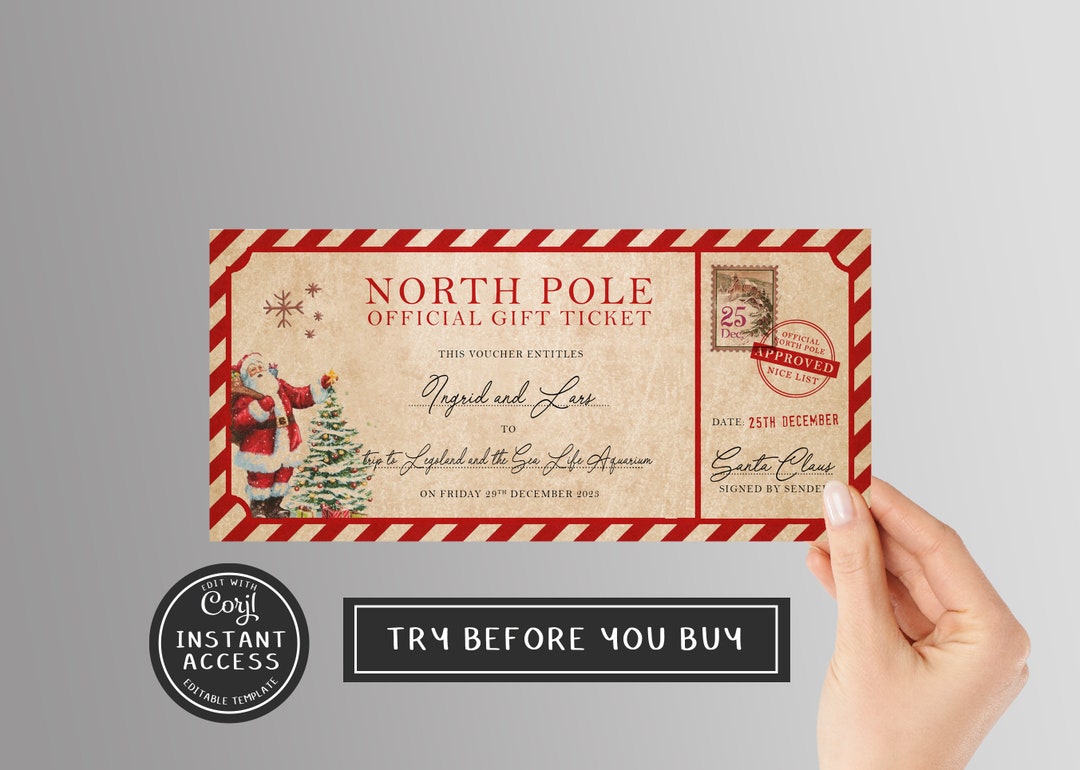 Editable Christmas Gift Voucher From Santa Vintage Christmas Gift Print ...
