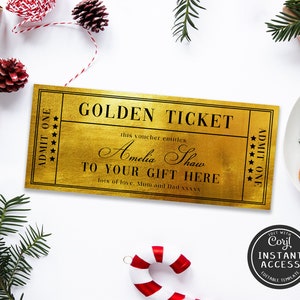 Editable Golden Ticket Gift Voucher Template Printable Christmas Gift ...