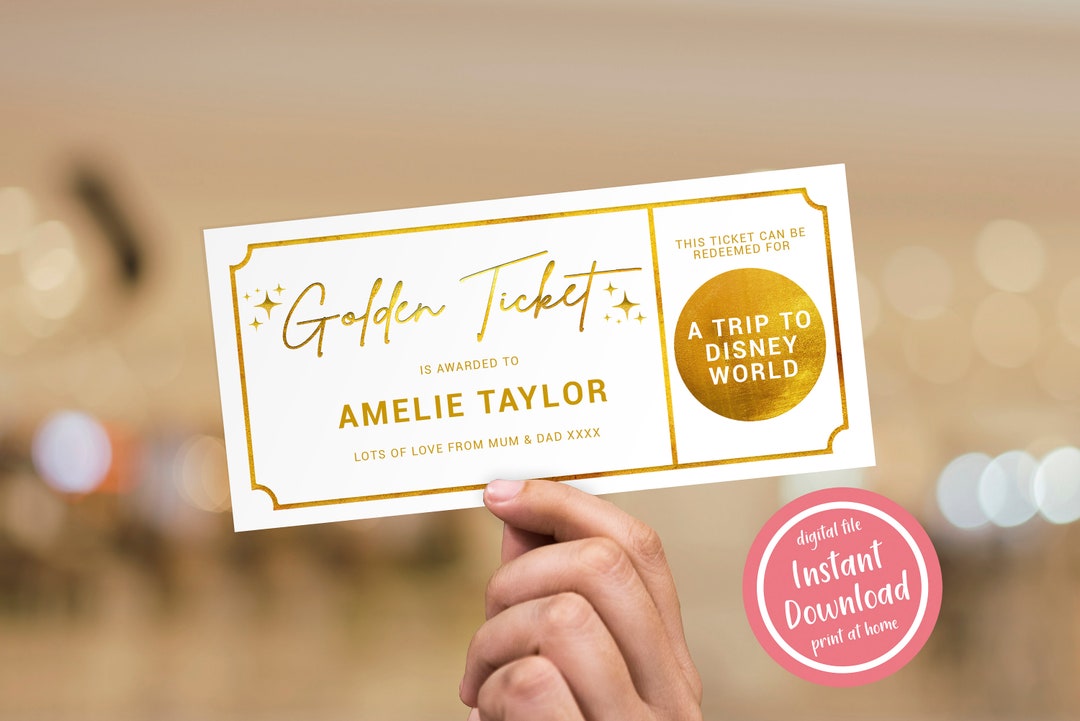 Editable Golden Ticket Template Print at Home Event Ticket Golden Gift ...