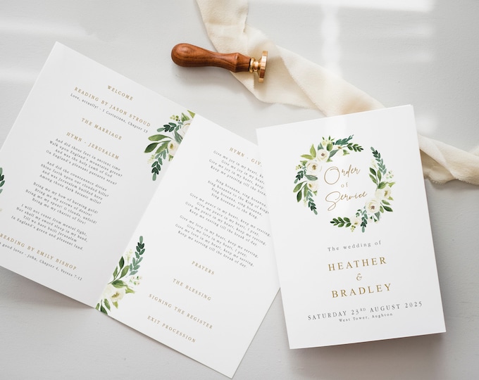 Regency Floral Wedding Order of Service - Etsy