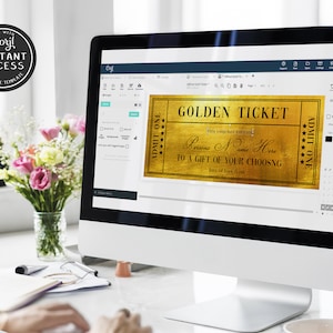 Editable Golden Ticket Gift Voucher Editable Template Birthday Gift ...