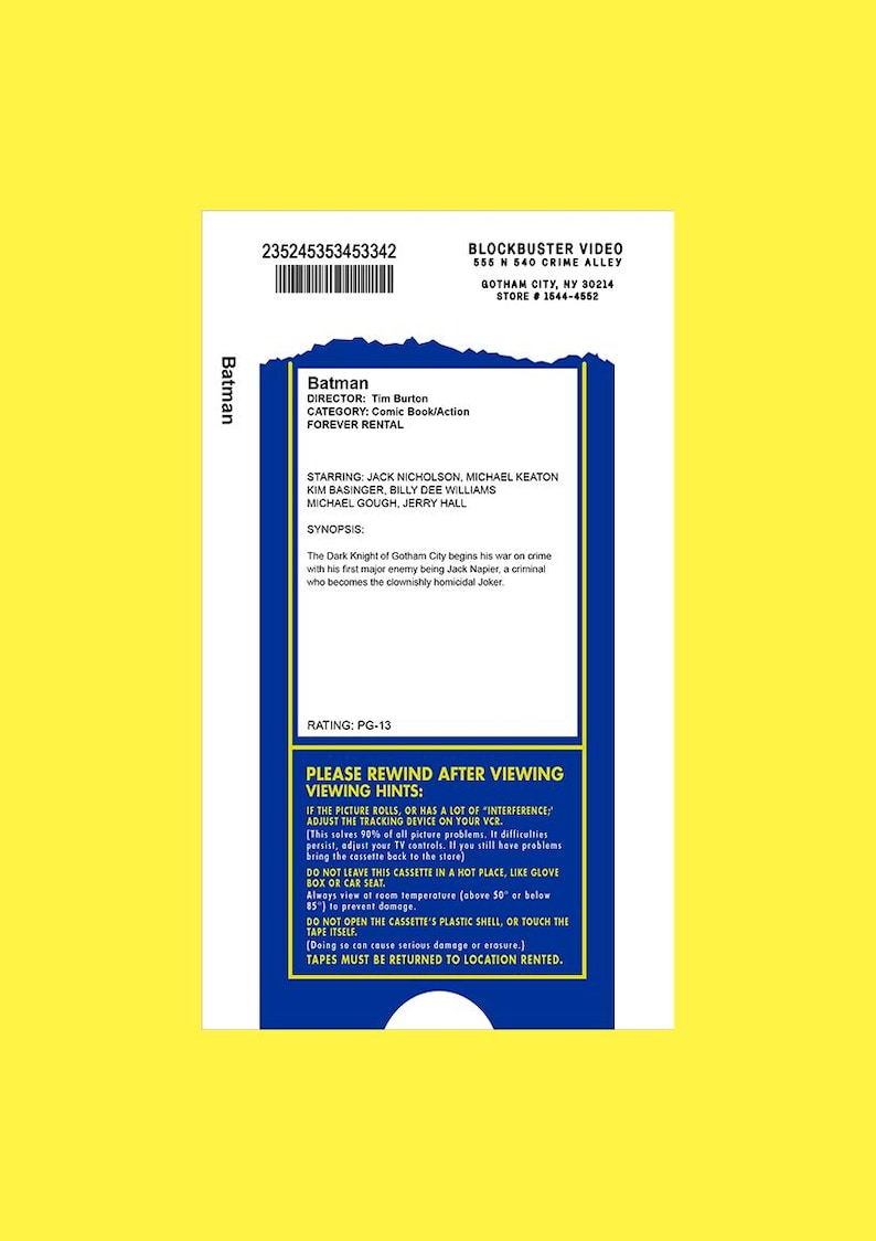 Blockbuster Video VHS Case and Sleeve Ver. 1 (CUSTOMIZABLE) - Etsy