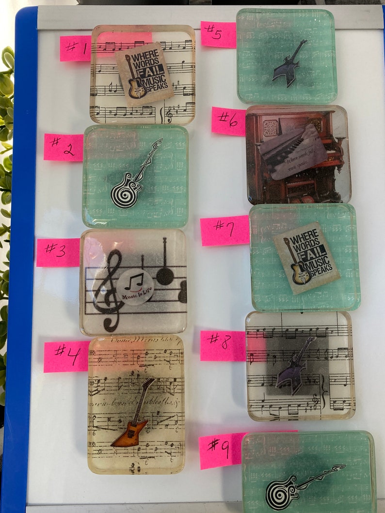 Music Themed Magnets. Refrigerator Magnets. Resin Magnets. Handmade ...