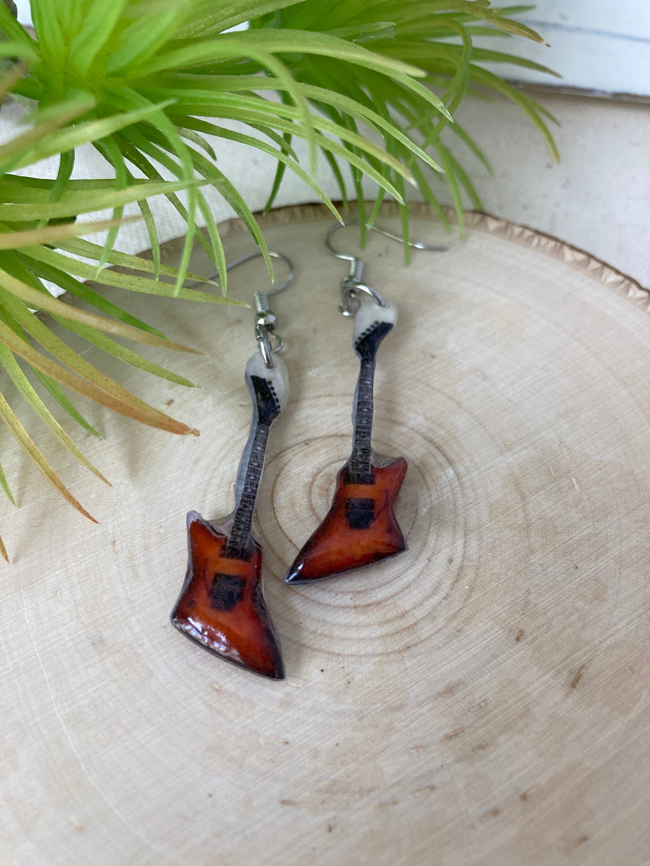 Guitar Earrings Musical Instrument Jewelry Resin Earrings Handmade ...