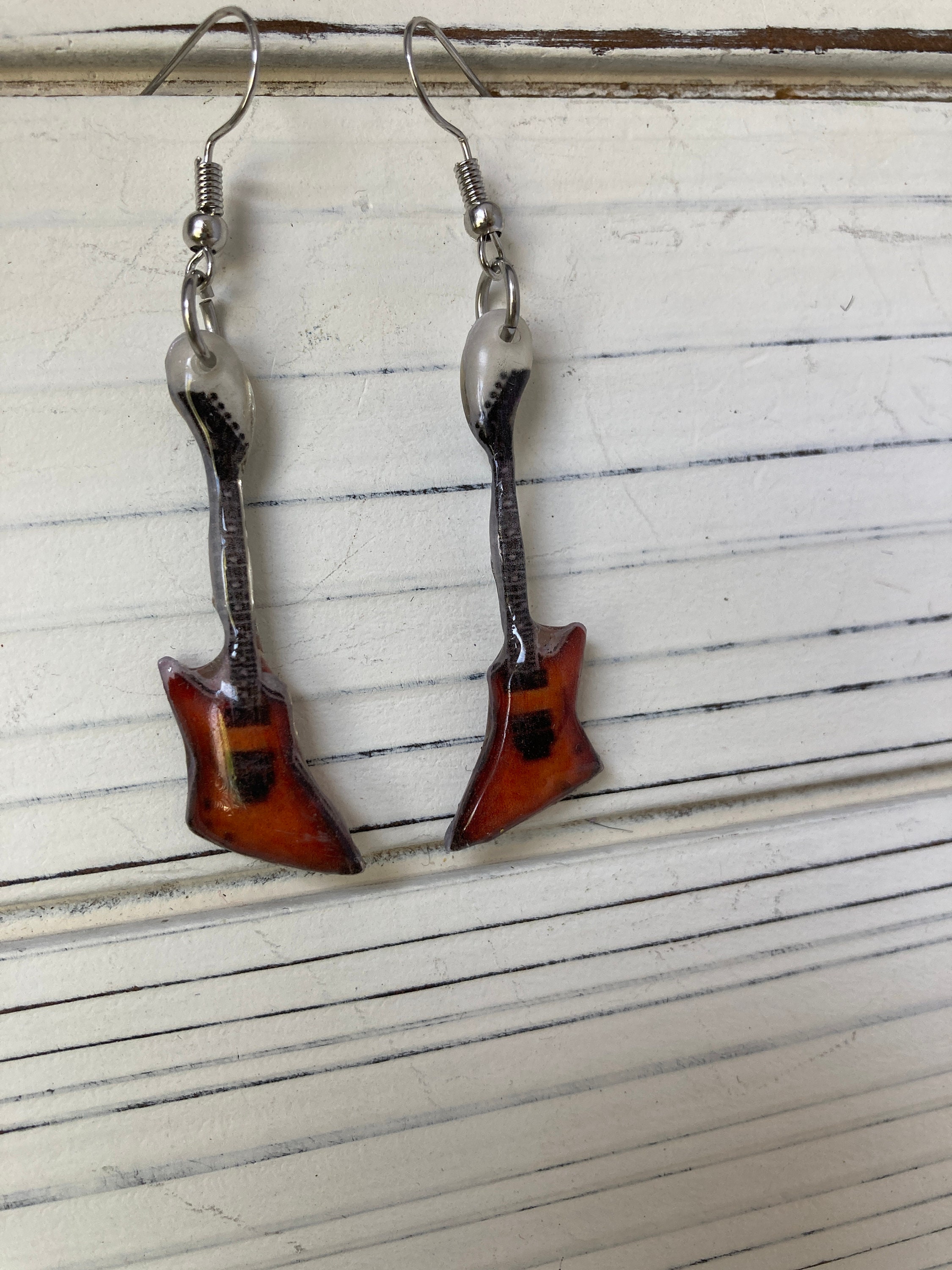 Guitar Earrings Musical Instrument Jewelry Resin Earrings Handmade ...