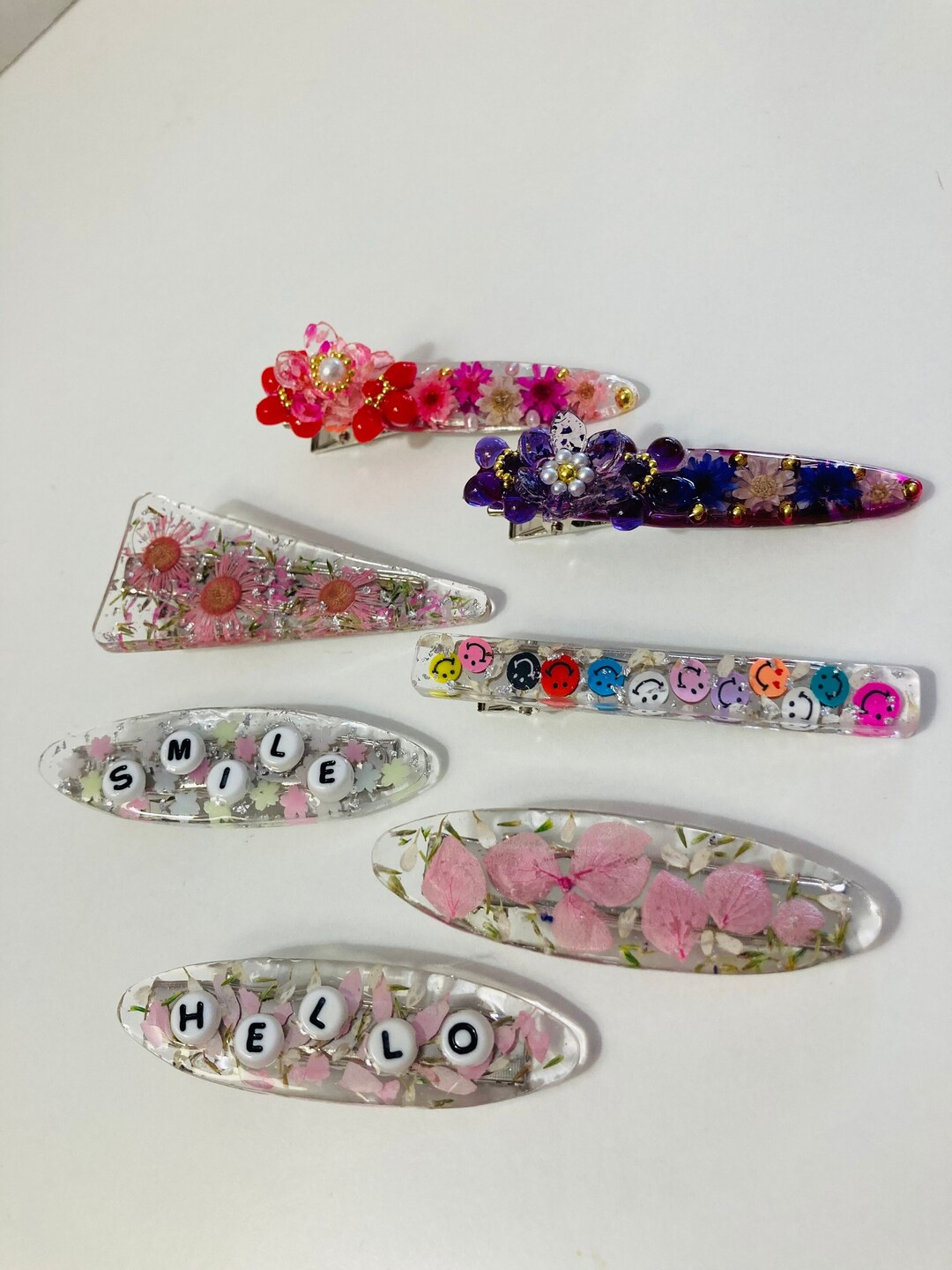 Hair Clips Floral Hair Clips Resin Hair Clips Handmade Hair Barrett's ...