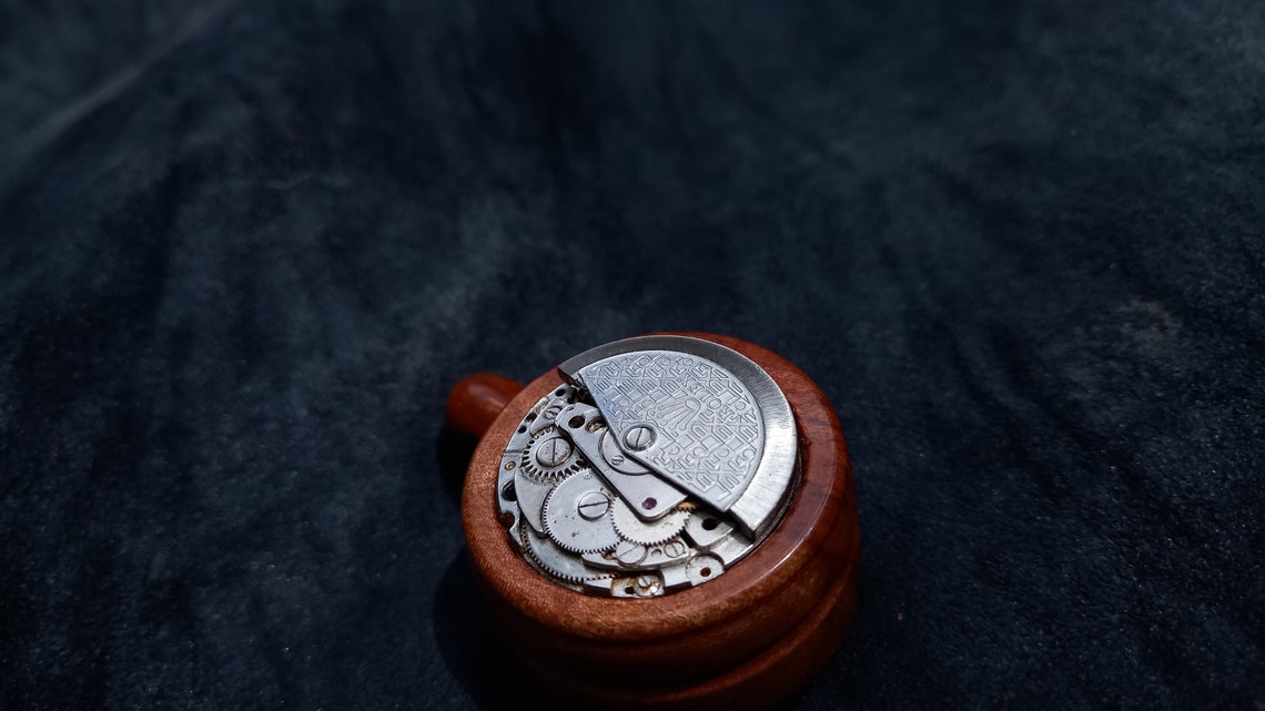 Pendant, Time Piece,necklace, Retro,clock, Steel, Ruby, Brass, Teak ...