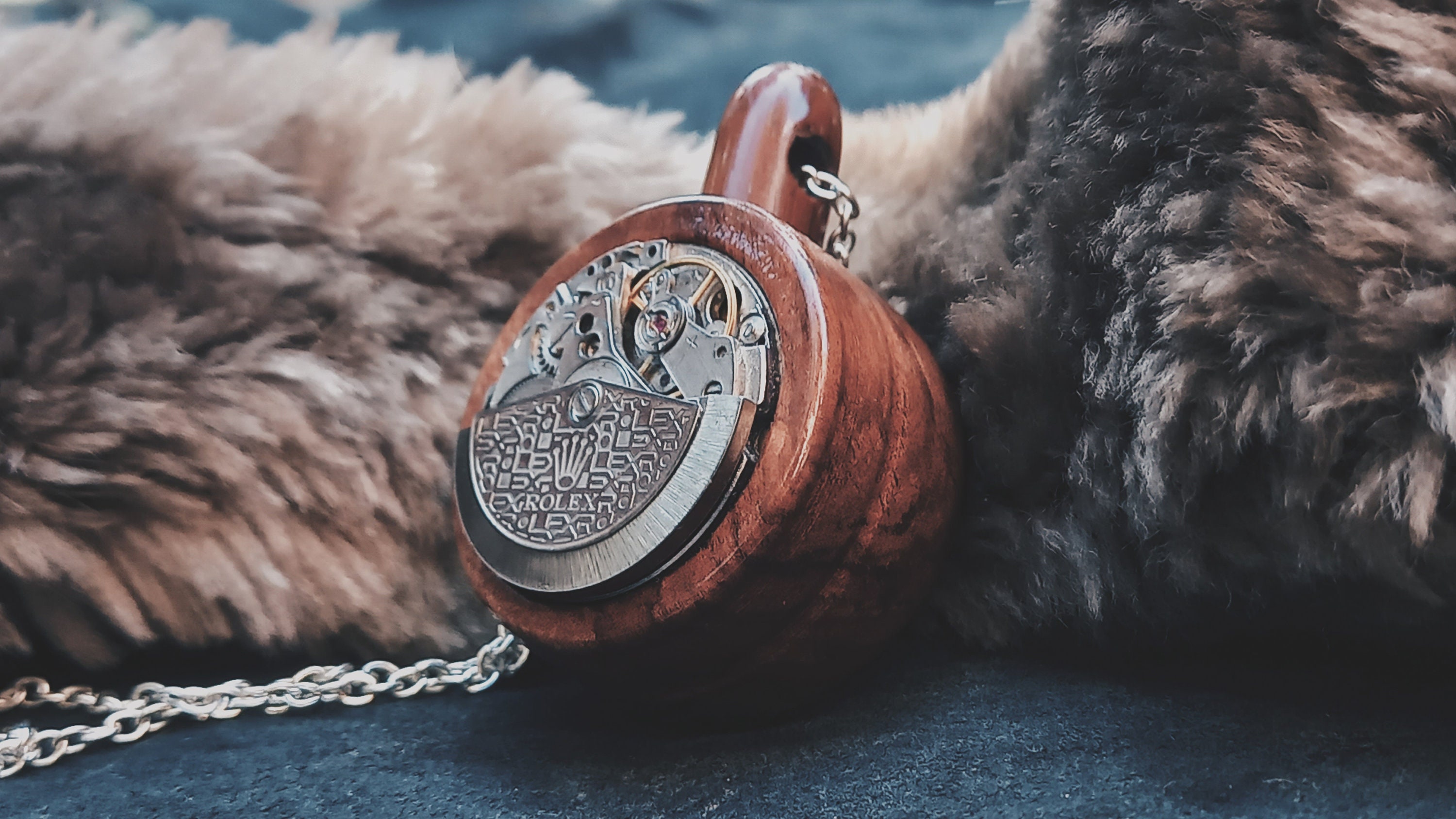 Pendant, Time Piece,necklace, Retro,clock, Steel, Ruby, Brass, Teak ...