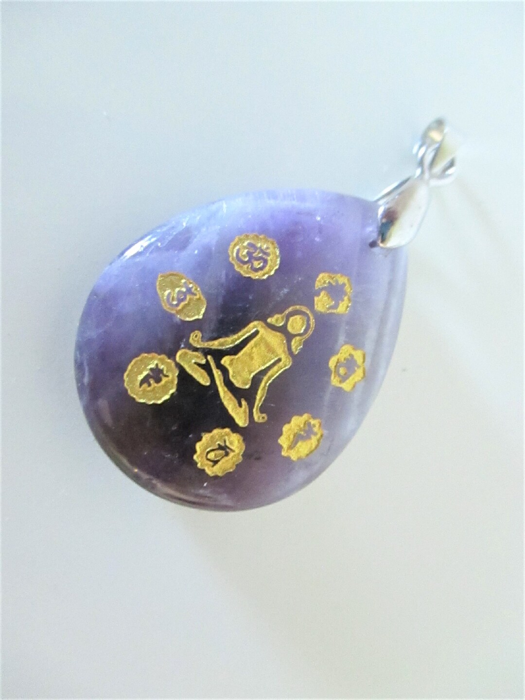 7 Chakra Amulet Pendant in Amethyst Stone, Zen Meditation Energy ...