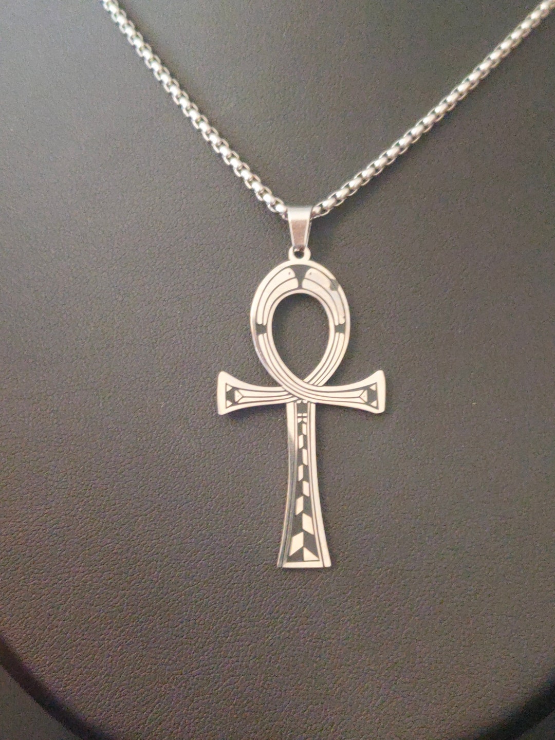 Egyptian Large Silver Ankh Cross Necklace, Ankh Cross Pendant, Egyptian ...