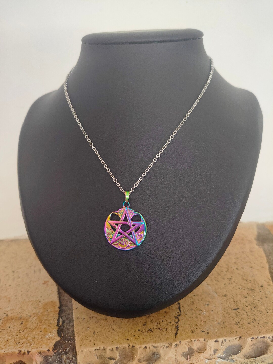 Rainbow Pentacle Necklace, Pentacle Pendant, Protection Amulet ...