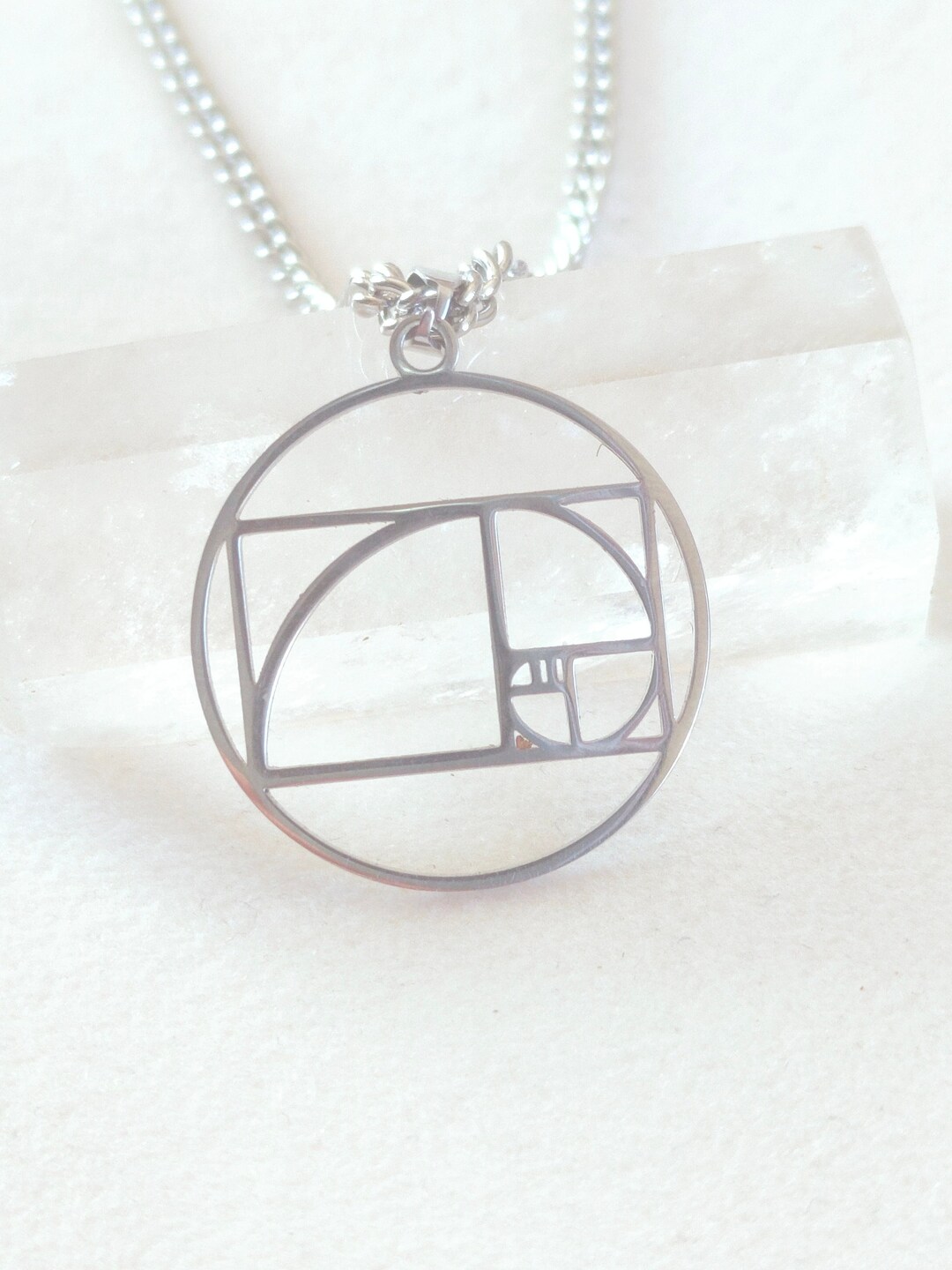 Fibonacci Sacred Geometry Necklace, Golden Ratio Spiral, Stainless ...