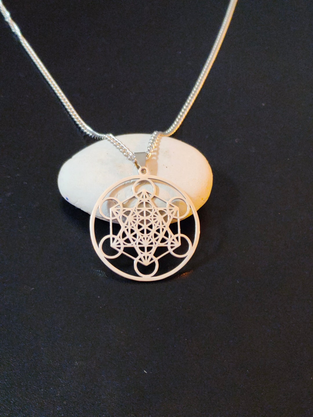 Sacred Geometry Necklace Silver Seal of Metatron in Stainless Steel ...