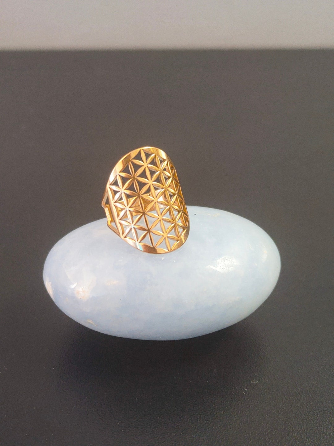 Flower of Life Ring Sacred Geometry, Golden Spiritual Ring Symbol of ...
