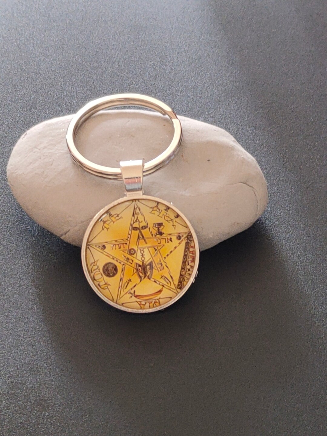 Talisman Pentacle Tetragrammaton Key Ring, Amulet Pentacle Pagan Wicca ...