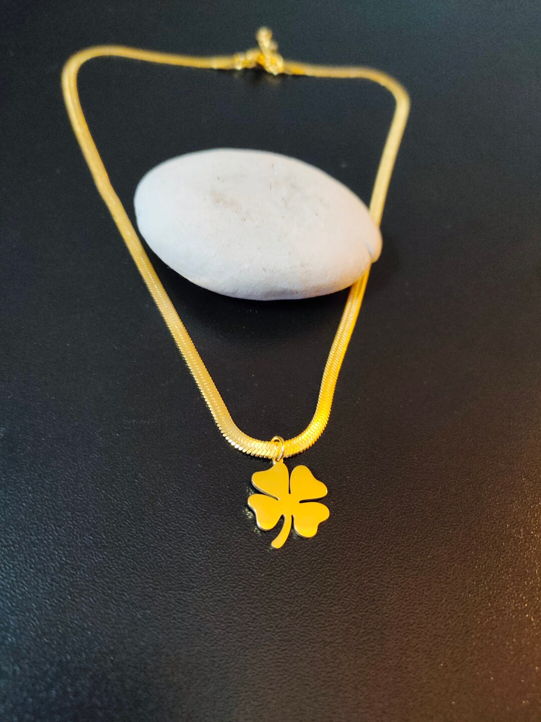 Golden Clover Four Leaf Pendant, Lucky Charm Pendant, Minimalist ...