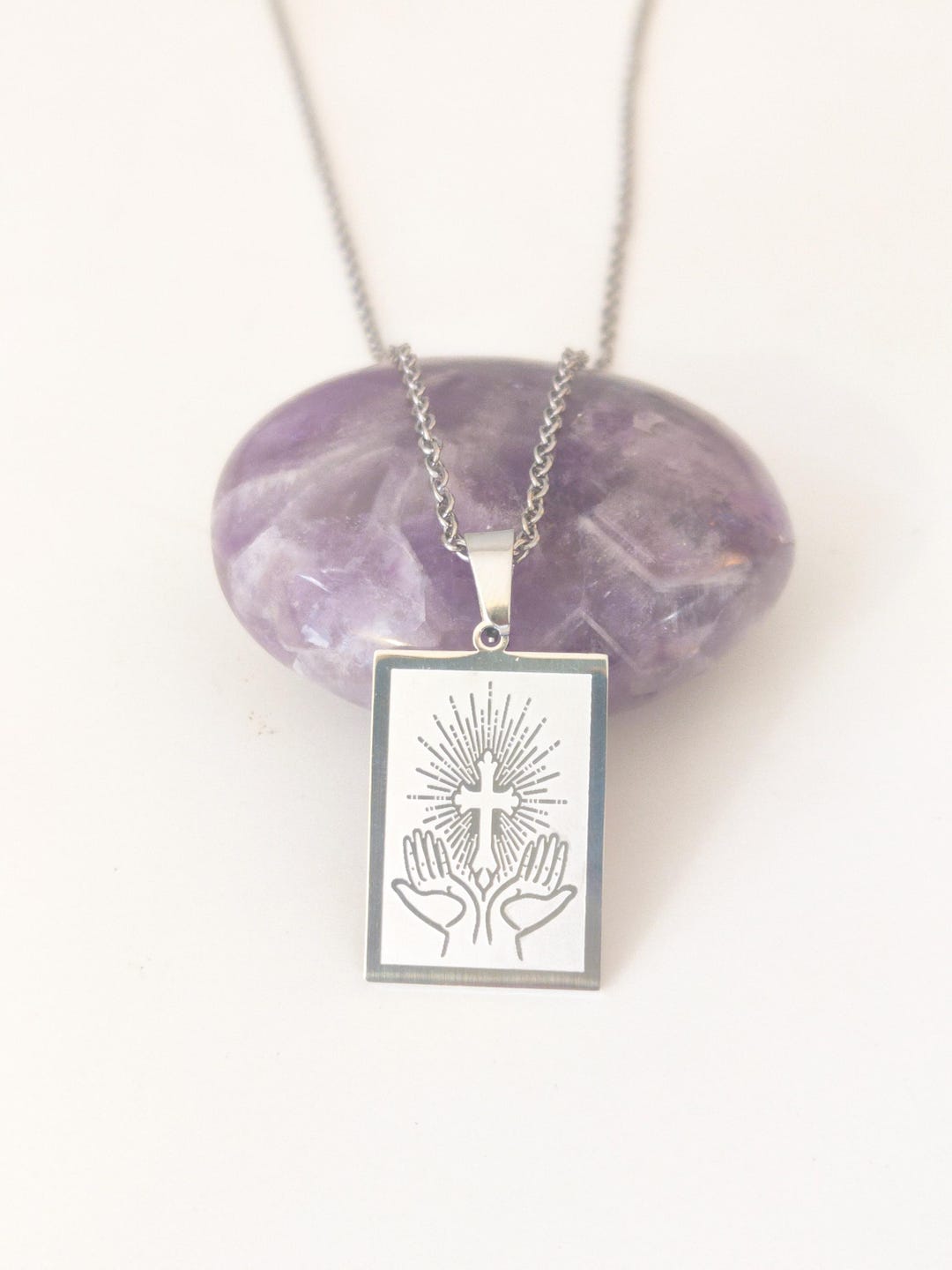 Beautiful Stainless Silver Cross Necklace, Religious Christian Cross ...