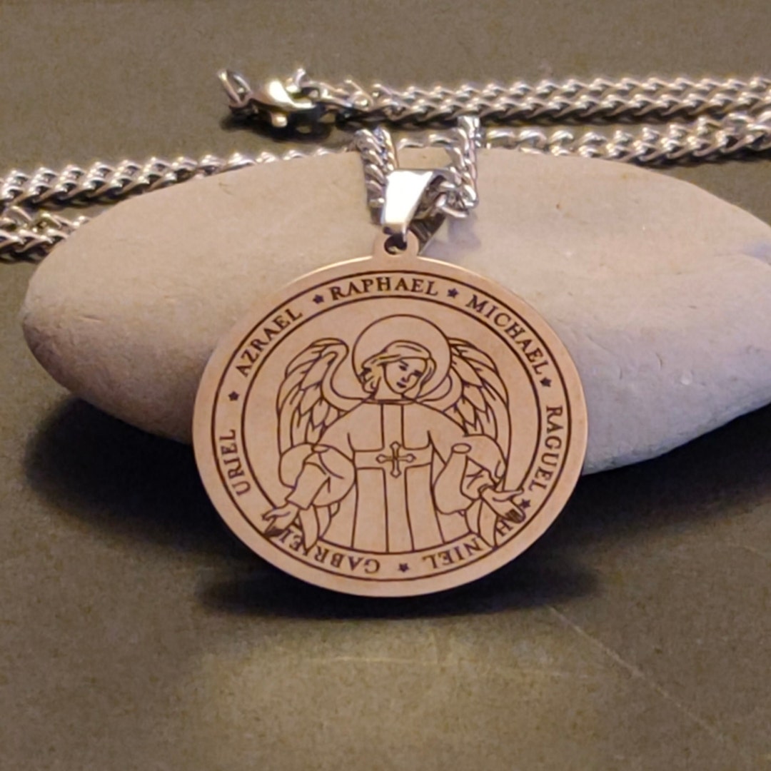 Archangel Raphael Necklace, Christian Religious Pendant, Prayer ...