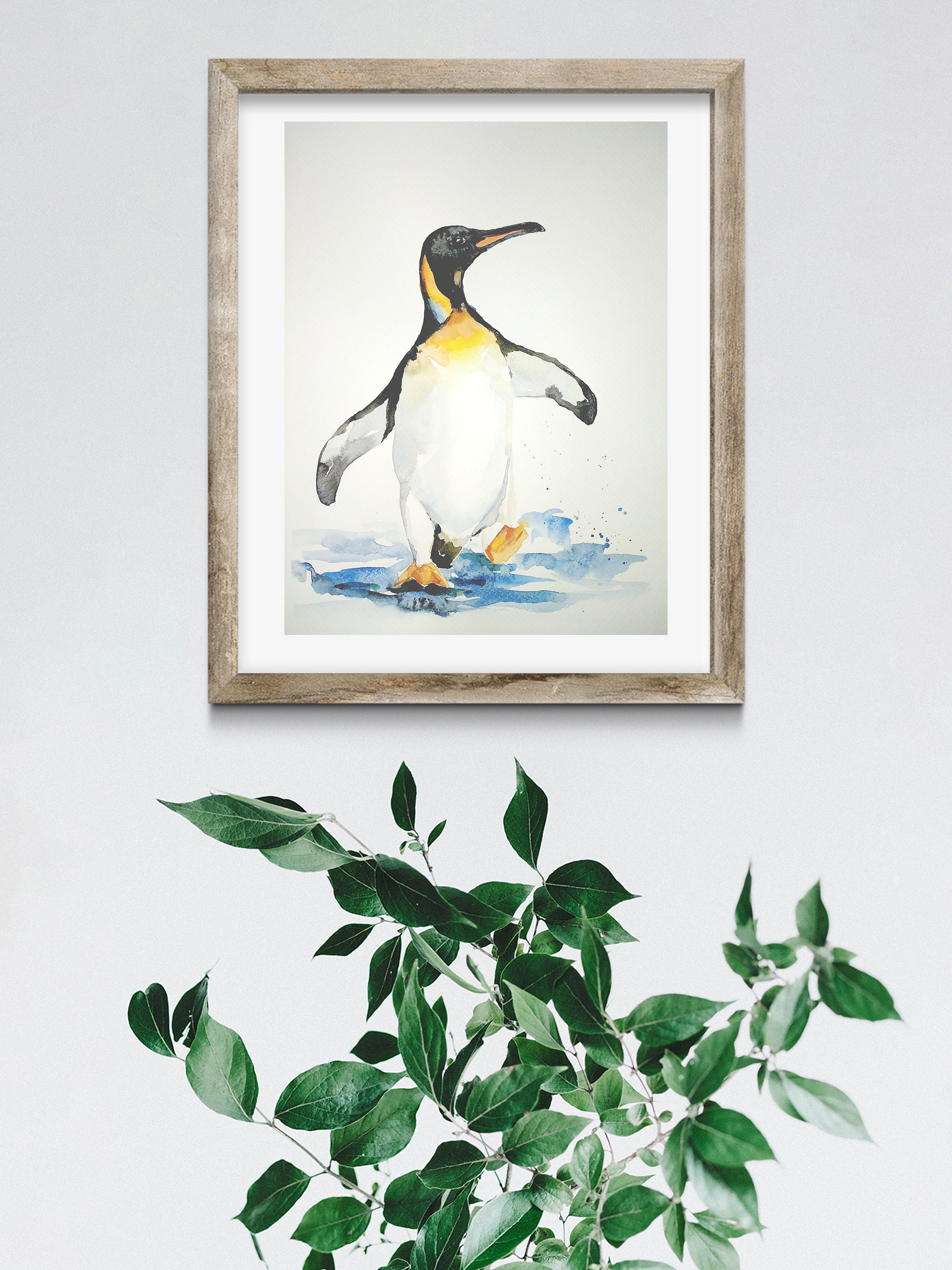 Penguin Watercolour Illustration, Wall Art, Decor, Original Painting ...