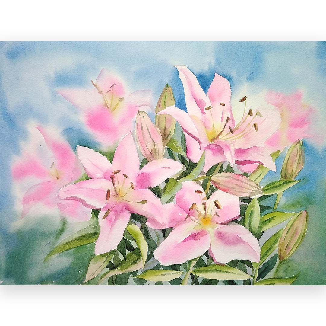 Lilies Artwork, Watercolor Illustration, Wall Art, Decor, Original ...