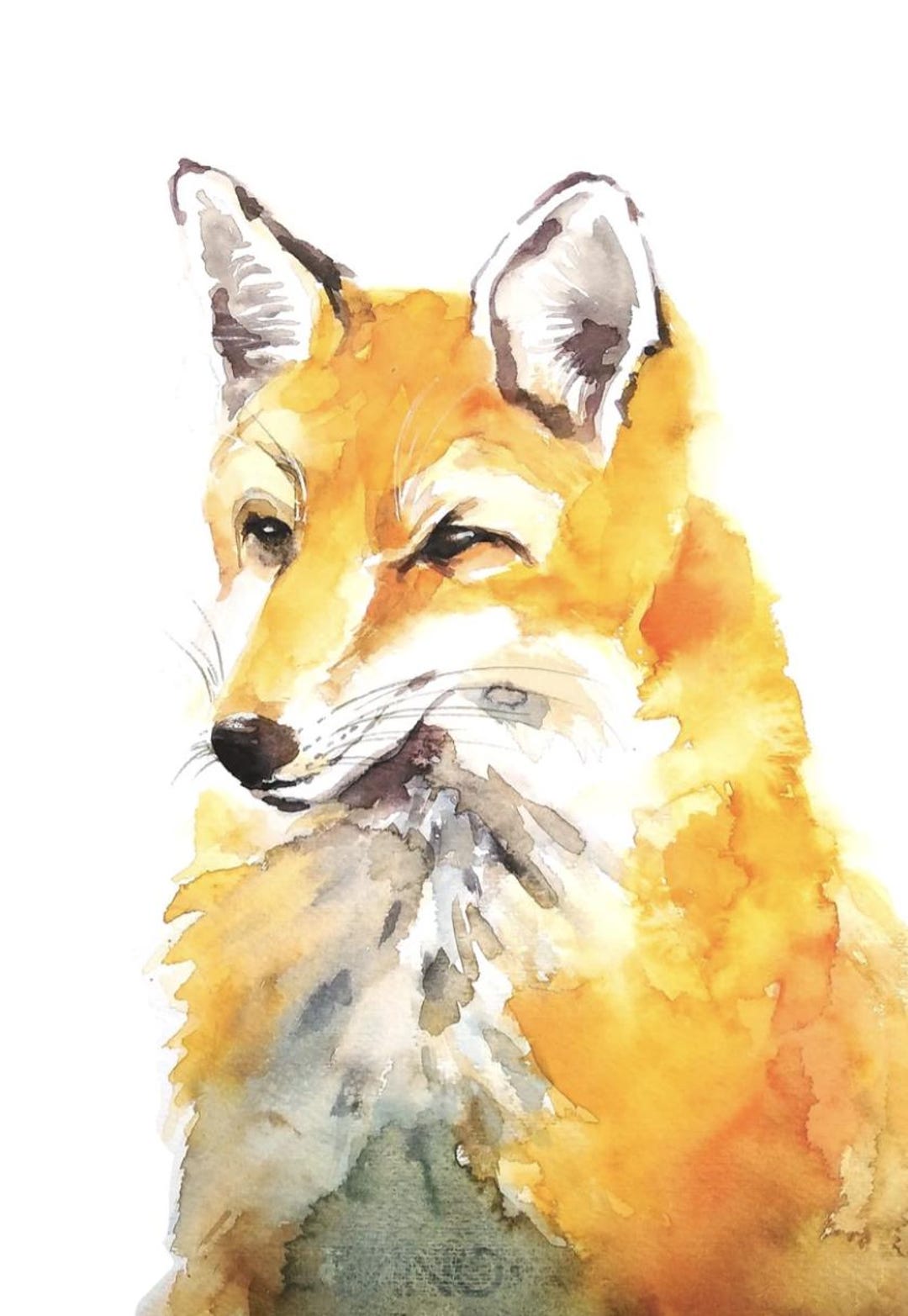 Red Fox Watercolour Illustration, Wall Art, Decor, Original Painting ...