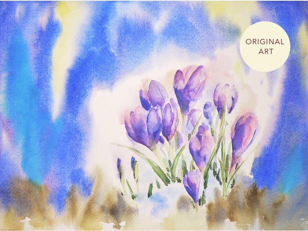 Crocuses Watercolour Illustration, Wall Art, Decor, Original Painting ...
