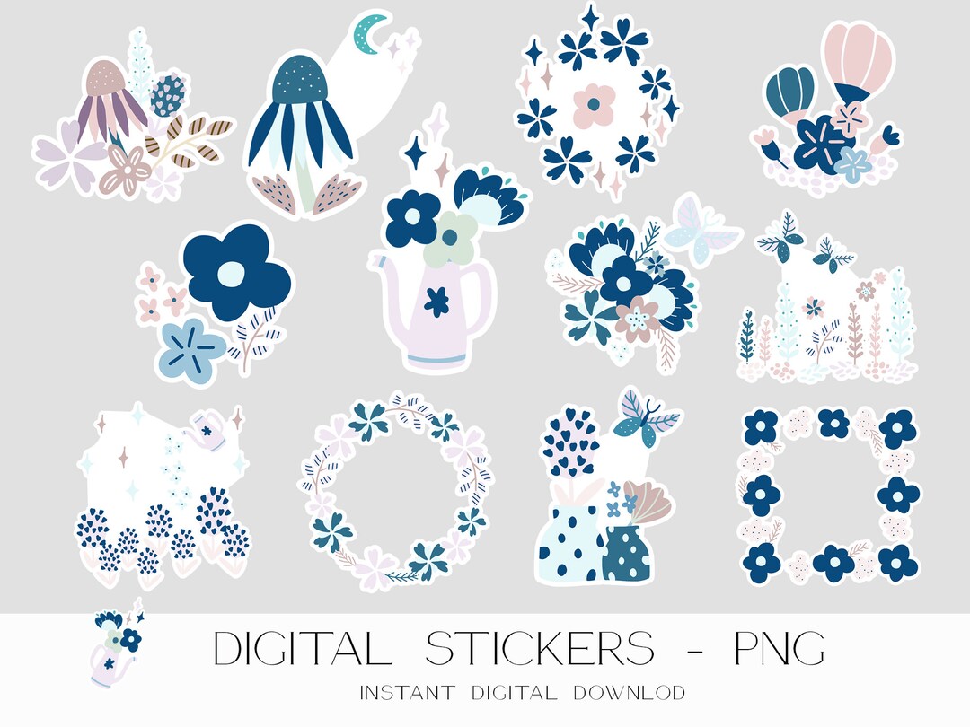 Digital Stickers Download PNG File, Flowers Garden Digital Stickers ...