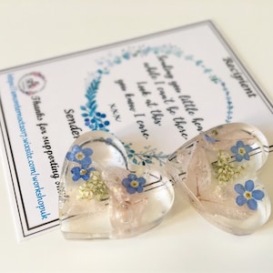 Forget Me Not Pocket Hug, Resin Flower Heart, Memorial Gift, Pocket Hug ...