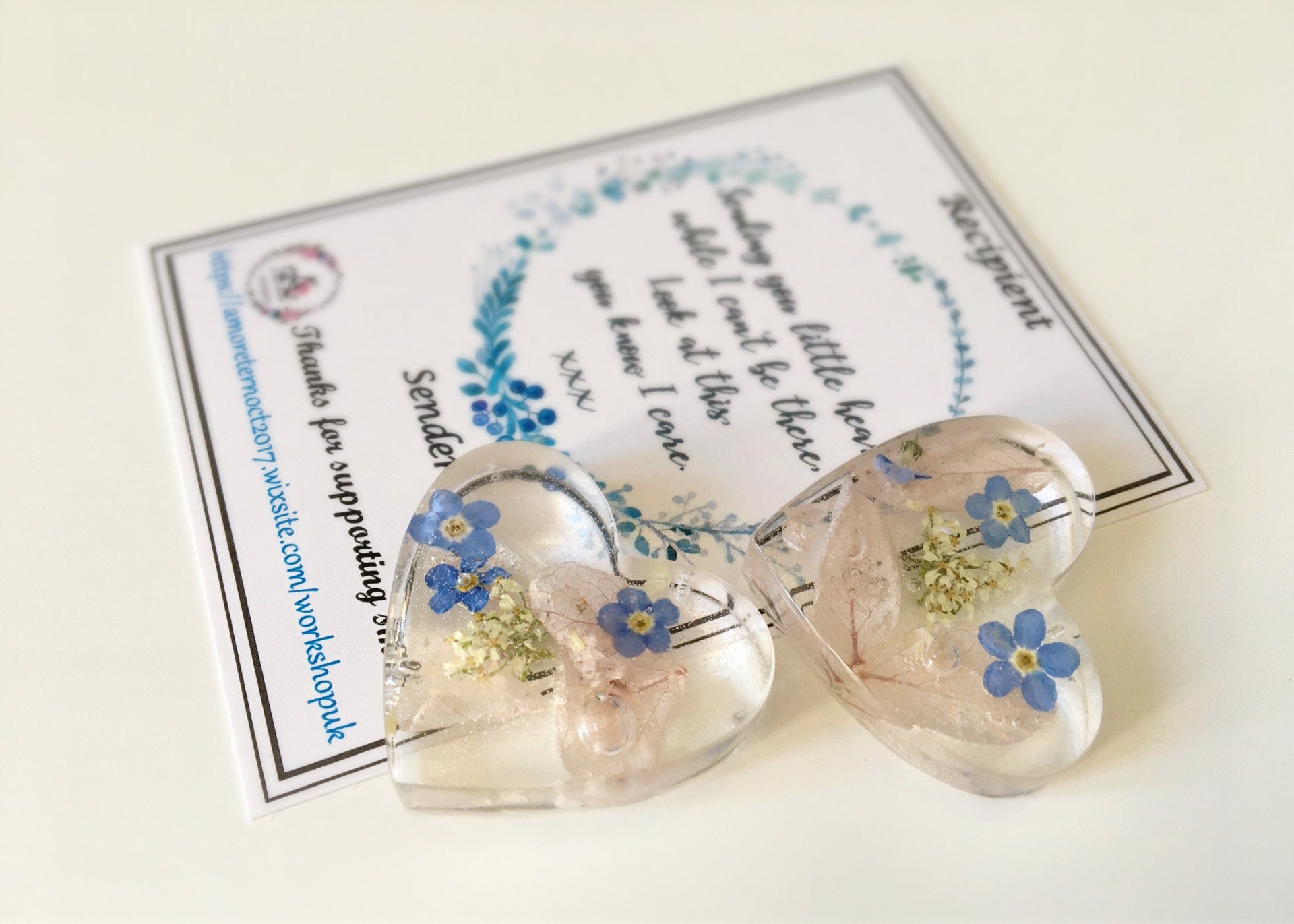 Forget me not pocket hug Resin flower pocket heart Flower | Etsy