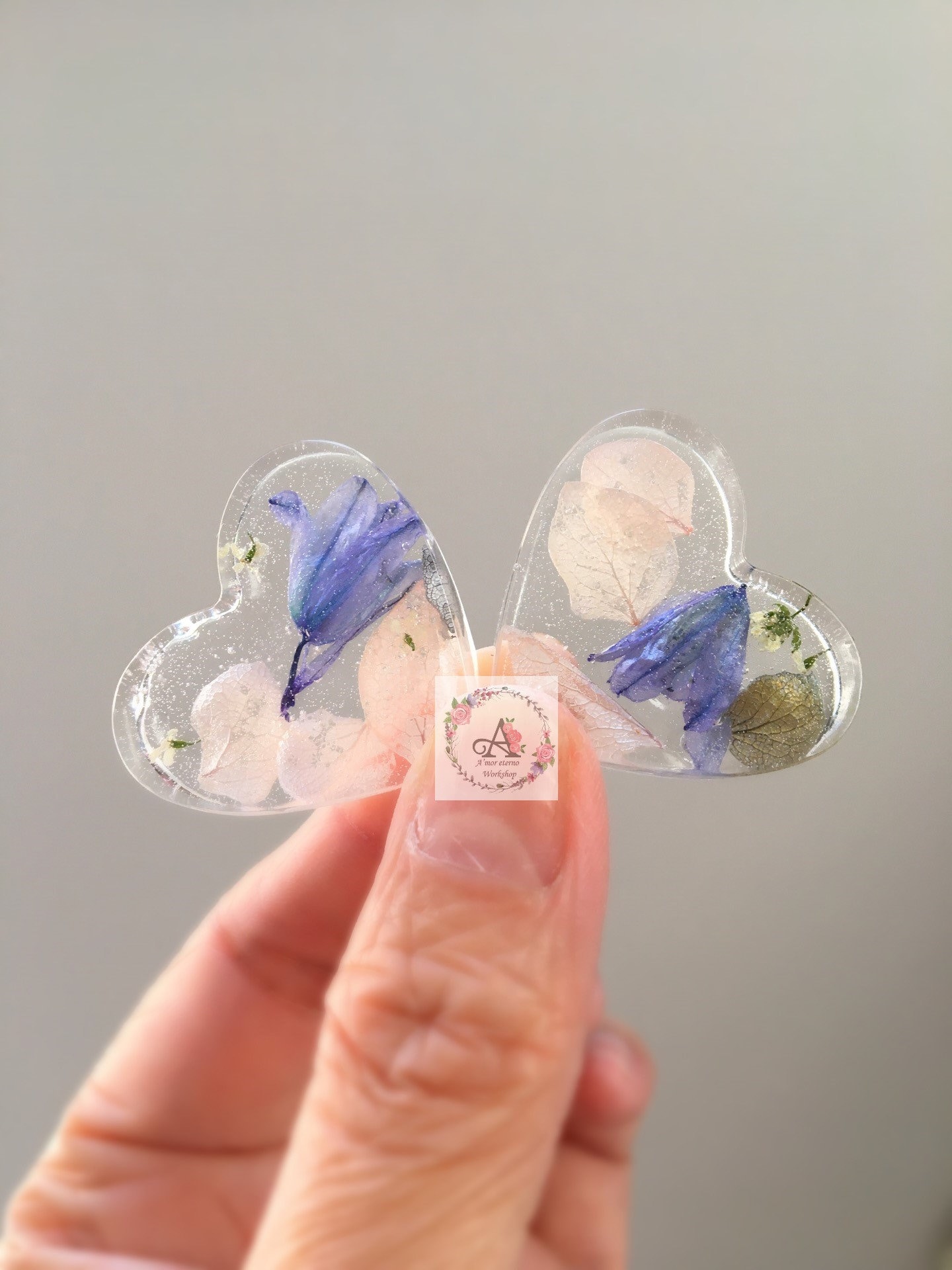 Bluebell Pocket Hug Heart, Resin Flower Keyring, Real Bluebell Heart ...